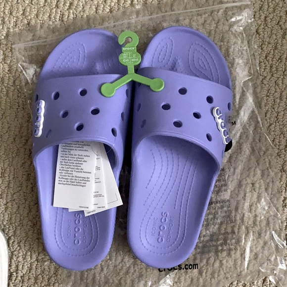 CROCS | Shoes | Purple Crocs Slide Sandal Nwt | Poshmark